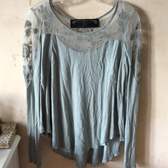 Free People | Tops | Flowy Long Sleeve With Mesh And Embroidered Detail ...
